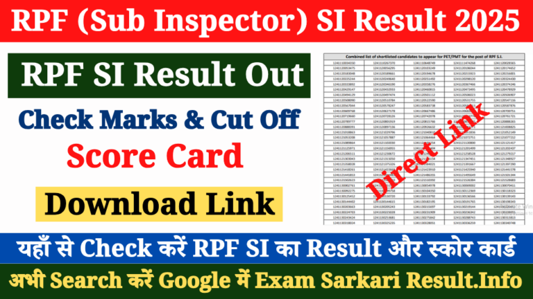 RPF SI Result 2025 Out- Check Sub Inspector Cut Off Marks and Download ...