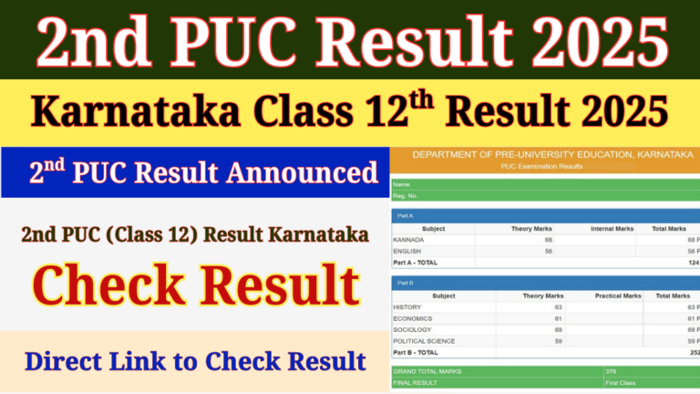 2nd PUC Result 2025 Link Karnataka, 12th Results Released at karresults ...