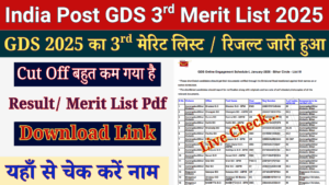 India Post GDS 3rd Merit List 2025 Released, Download State Wise Result Pdf
