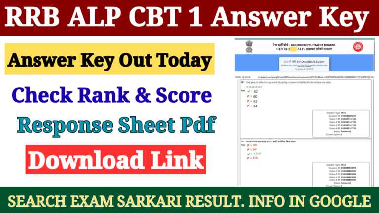 RRB ALP Answer Key 2026, Download Response Sheet, Check Rank & Score Card