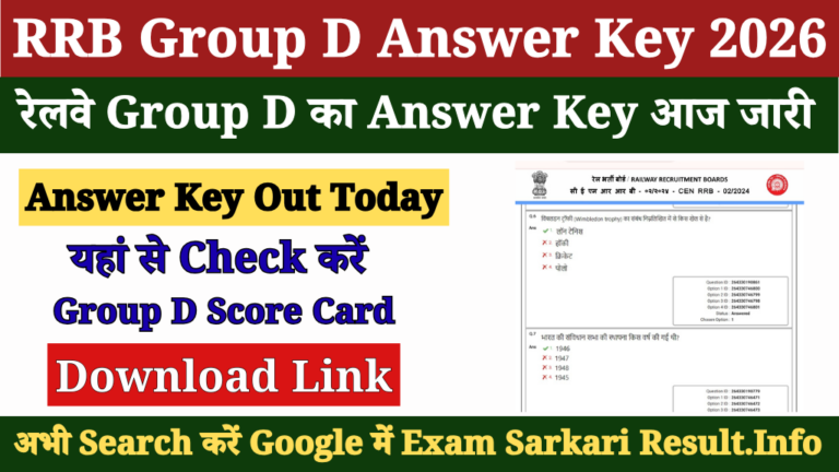 RRB Group D Answer Key 2026 Out at rrbcdg.gov.in, Check Rank & Score Card